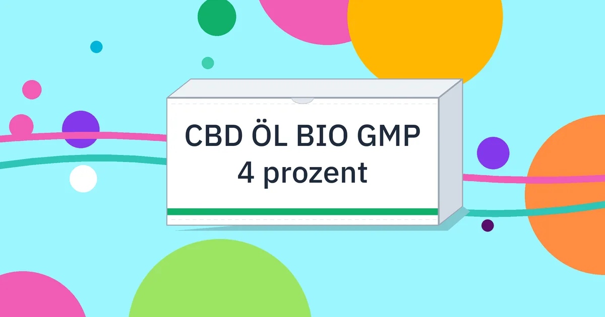 Symbolbild: Packung mit der Aufschrift CBD ÖL BIO GMP 4 prozent (PZN 12408195) – Verfügbarkeit und Bezug in Apotheken in Frankfurt am Main
