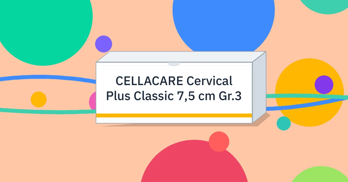 Symbolbild: Packung mit der Aufschrift CELLACARE Cervical Plus Classic 7,5 cm Gr.3 (PZN 20549366) – Verfügbarkeit und Bezug in Apotheken in Frankfurt am Main