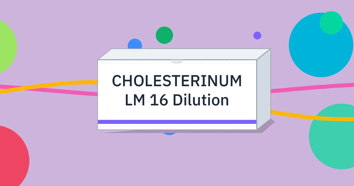 Symbolbild: Packung mit der Aufschrift CHOLESTERINUM LM 16 Dilution (PZN 12817396) – Verfügbarkeit und Bezug in Apotheken in Frankfurt am Main