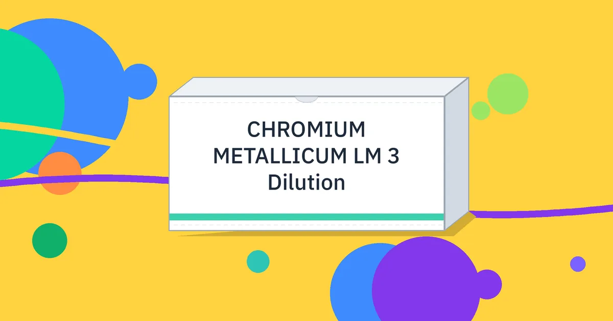 Symbolbild: Packung mit der Aufschrift CHROMIUM METALLICUM LM 3 Dilution (PZN 12817692) – Verfügbarkeit und Bezug in Apotheken in Frankfurt am Main