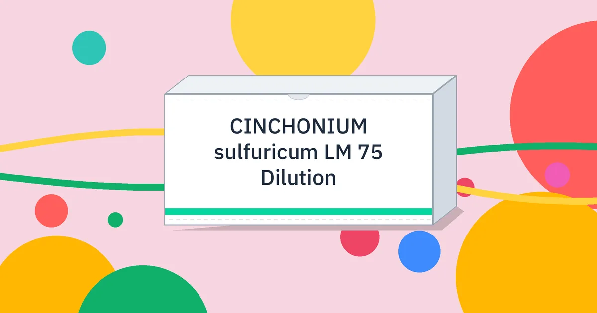 Symbolbild: Packung mit der Aufschrift CINCHONIUM sulfuricum LM 75 Dilution (PZN 13446683) – Verfügbarkeit und Bezug in Apotheken in Frankfurt am Main