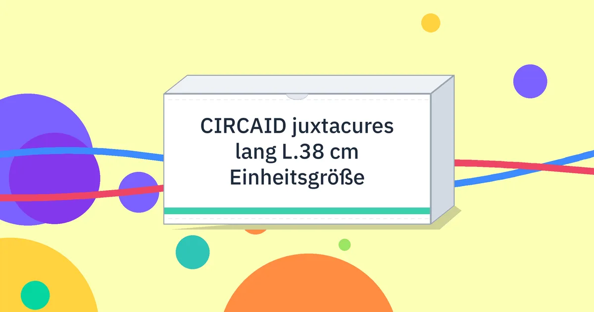 Symbolbild: Packung mit der Aufschrift CIRCAID juxtacures lang L.38 cm Einheitsgröße (PZN 11057931) – Verfügbarkeit und Bezug in Apotheken in Frankfurt am Main