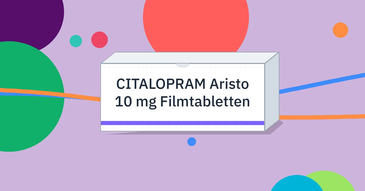 Symbolbild: Packung mit der Aufschrift CITALOPRAM Aristo 10 mg Filmtabletten (PZN 05027966) – Verfügbarkeit und Bezug in Apotheken in Frankfurt am Main