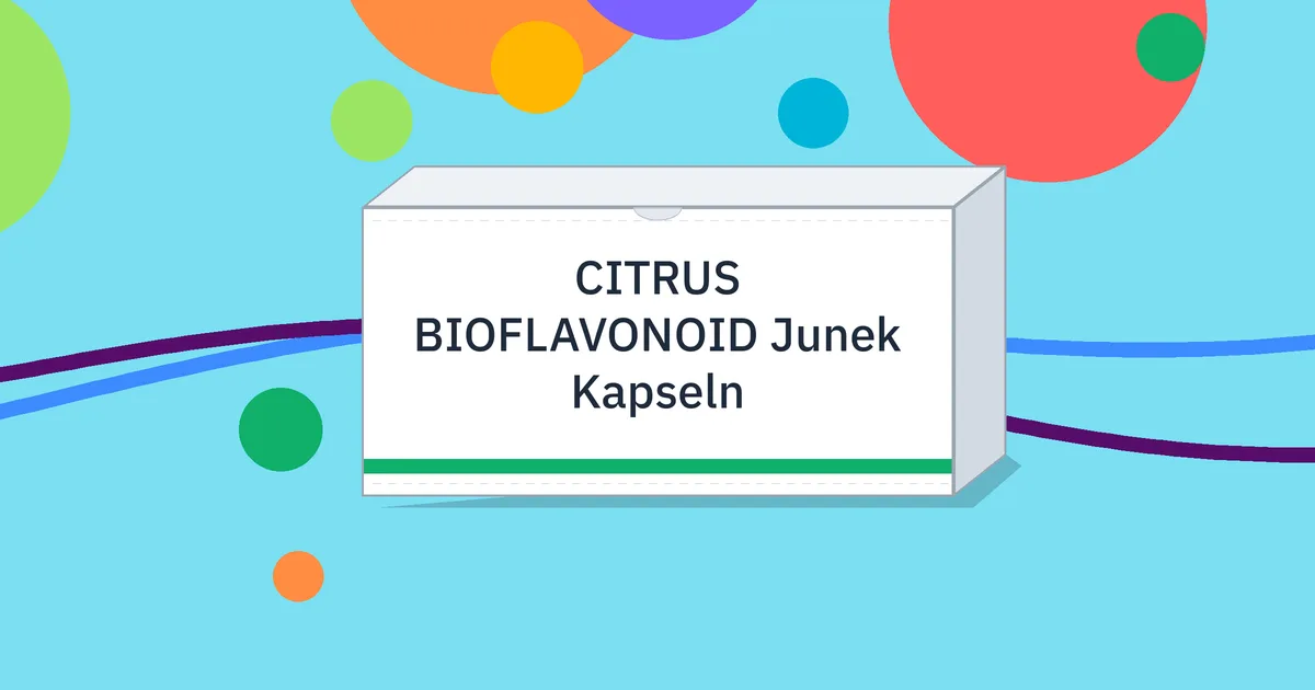 Symbolbild: Packung mit der Aufschrift CITRUS BIOFLAVONOID Junek Kapseln (PZN 05897986) – Verfügbarkeit und Bezug in Apotheken in Frankfurt am Main