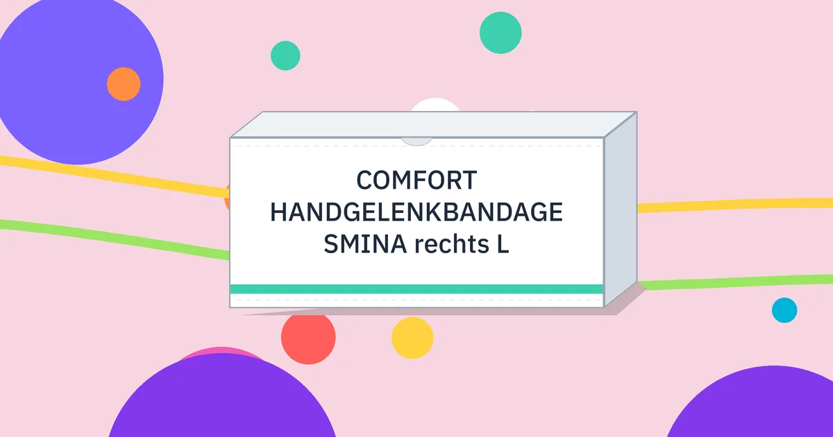 Symbolbild: Packung mit der Aufschrift COMFORT HANDGELENKBANDAGE SMINA rechts L (PZN 20162650) – Verfügbarkeit und Bezug in Apotheken in Frankfurt am Main