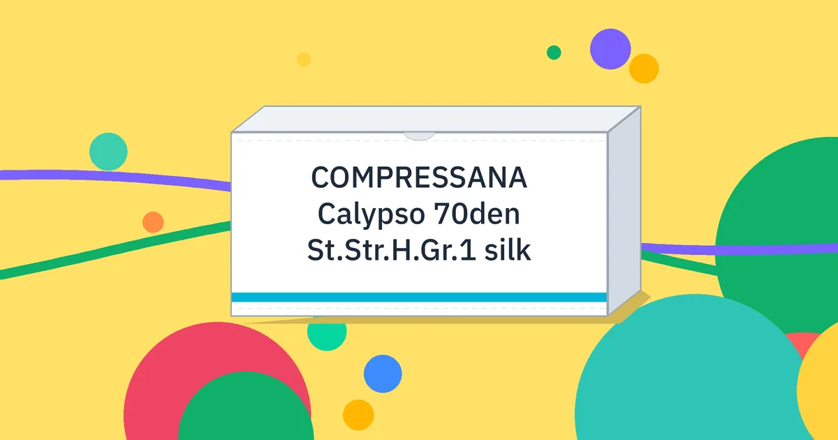 Symbolbild: Packung mit der Aufschrift COMPRESSANA Calypso 70den St.Str.H.Gr.1 silk (PZN 07718634) – Verfügbarkeit und Bezug in Apotheken in Frankfurt am Main