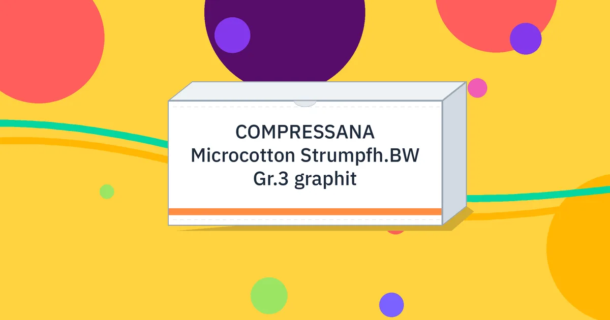 Symbolbild: Packung mit der Aufschrift COMPRESSANA Microcotton Strumpfh.BW Gr.3 graphit (PZN 09210035) – Verfügbarkeit und Bezug in Apotheken in Frankfurt am Main