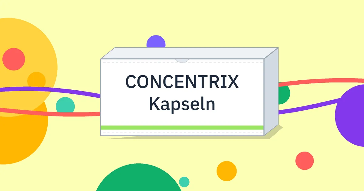 Symbolbild: Packung mit der Aufschrift CONCENTRIX Kapseln (PZN 00495533) – Verfügbarkeit und Bezug in Apotheken in Frankfurt am Main