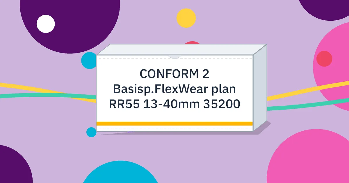 Symbolbild: Packung mit der Aufschrift CONFORM 2 Basisp.FlexWear plan RR55 13-40mm 35200 (PZN 01518213) – Verfügbarkeit und Bezug in Apotheken in Frankfurt am Main
