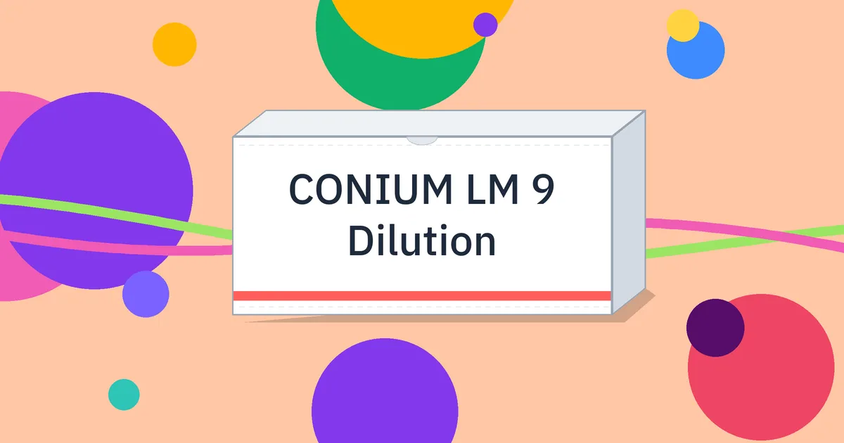 Symbolbild: Packung mit der Aufschrift CONIUM LM 9 Dilution (PZN 12833024) – Verfügbarkeit und Bezug in Apotheken in Frankfurt am Main