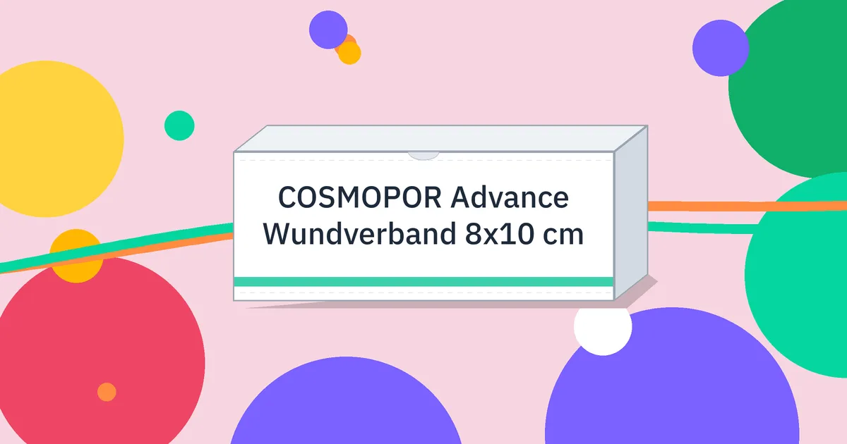 Symbolbild: Packung mit der Aufschrift COSMOPOR Advance Wundverband 8x10 cm (PZN 18296277) – Verfügbarkeit und Bezug in Apotheken in Frankfurt am Main