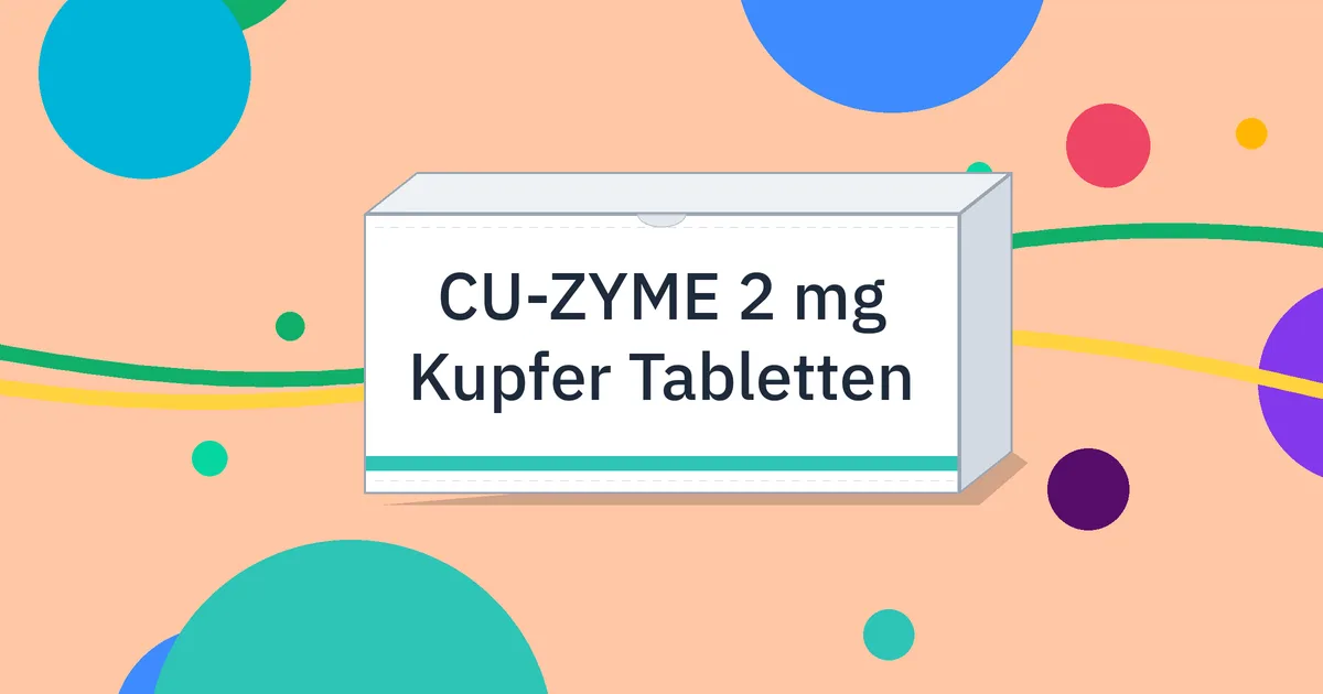 Symbolbild: Packung mit der Aufschrift CU-ZYME 2 mg Kupfer Tabletten (PZN 16954629) – Verfügbarkeit und Bezug in Apotheken in Frankfurt am Main
