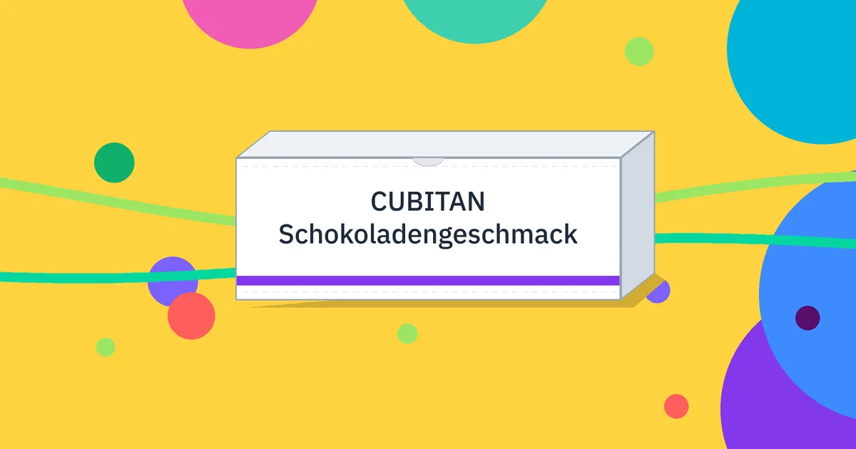 Symbolbild: Packung mit der Aufschrift CUBITAN Schokoladengeschmack (PZN 20323248) – Verfügbarkeit und Bezug in Apotheken in Frankfurt am Main