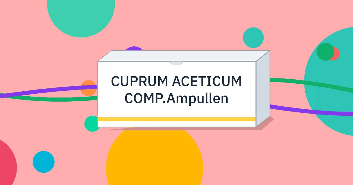 Symbolbild: Packung mit der Aufschrift CUPRUM ACETICUM COMP.Ampullen (PZN 01751292) – Verfügbarkeit und Bezug in Apotheken in Frankfurt am Main