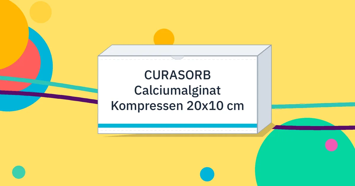 Symbolbild: Packung mit der Aufschrift CURASORB Calciumalginat Kompressen 20x10 cm (PZN 06718572) – Verfügbarkeit und Bezug in Apotheken in Frankfurt am Main