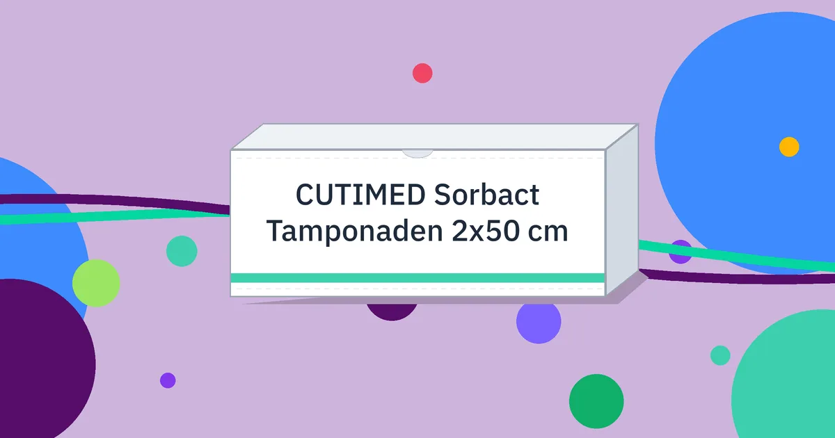 Symbolbild: Packung mit der Aufschrift CUTIMED Sorbact Tamponaden 2x50 cm (PZN 20540106) – Verfügbarkeit und Bezug in Apotheken in Frankfurt am Main