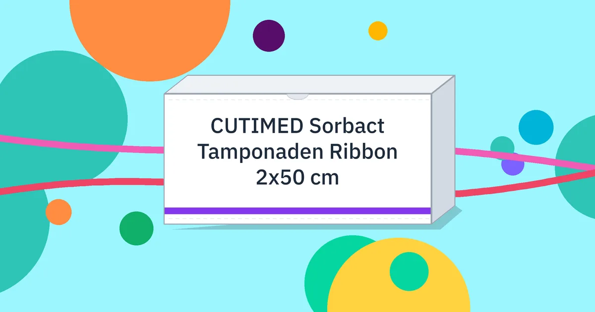 Symbolbild: Packung mit der Aufschrift CUTIMED Sorbact Tamponaden Ribbon 2x50 cm (PZN 20114384) – Verfügbarkeit und Bezug in Apotheken in Frankfurt am Main