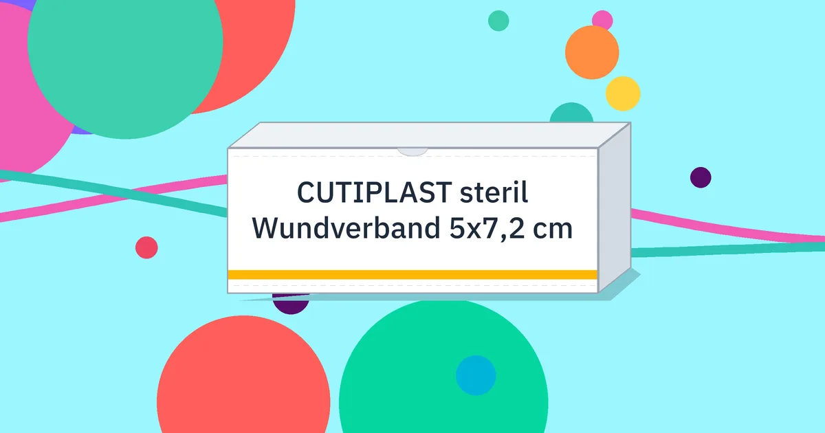 Symbolbild: Packung mit der Aufschrift CUTIPLAST steril Wundverband 5x7,2 cm (PZN 16911778) – Verfügbarkeit und Bezug in Apotheken in Frankfurt am Main