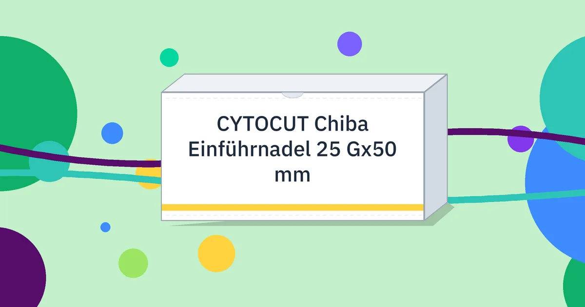 Symbolbild: Packung mit der Aufschrift CYTOCUT Chiba Einführnadel 25 Gx50 mm (PZN 16919722) – Verfügbarkeit und Bezug in Apotheken in Frankfurt am Main
