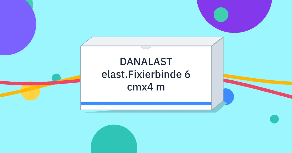 Symbolbild: Packung mit der Aufschrift DANALAST elast.Fixierbinde 6 cmx4 m (PZN 20810563) – Verfügbarkeit und Bezug in Apotheken in Frankfurt am Main