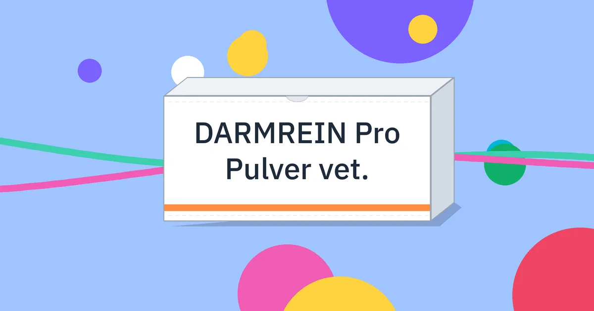 Symbolbild: Packung mit der Aufschrift DARMREIN Pro Pulver vet. (PZN 19526029) – Verfügbarkeit und Bezug in Apotheken in Frankfurt am Main