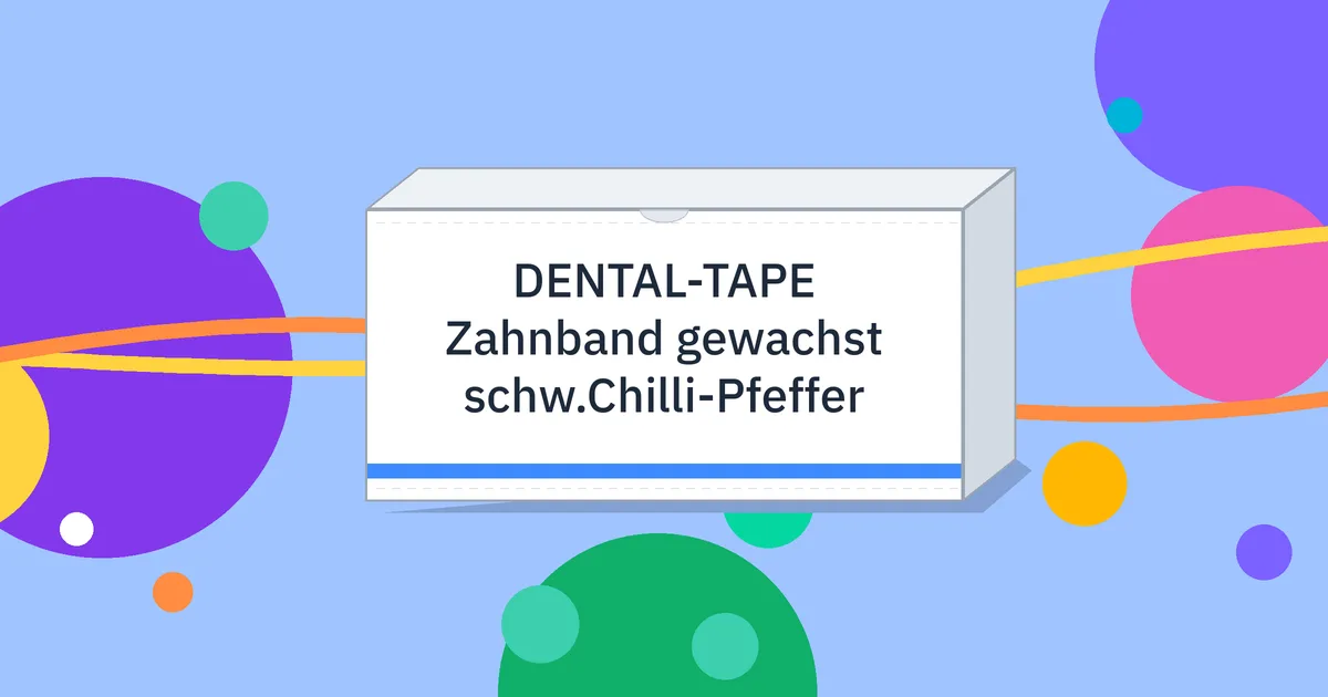 Symbolbild: Packung mit der Aufschrift DENTAL-TAPE Zahnband gewachst schw.Chilli-Pfeffer (PZN 11687141) – Verfügbarkeit und Bezug in Apotheken in Frankfurt am Main