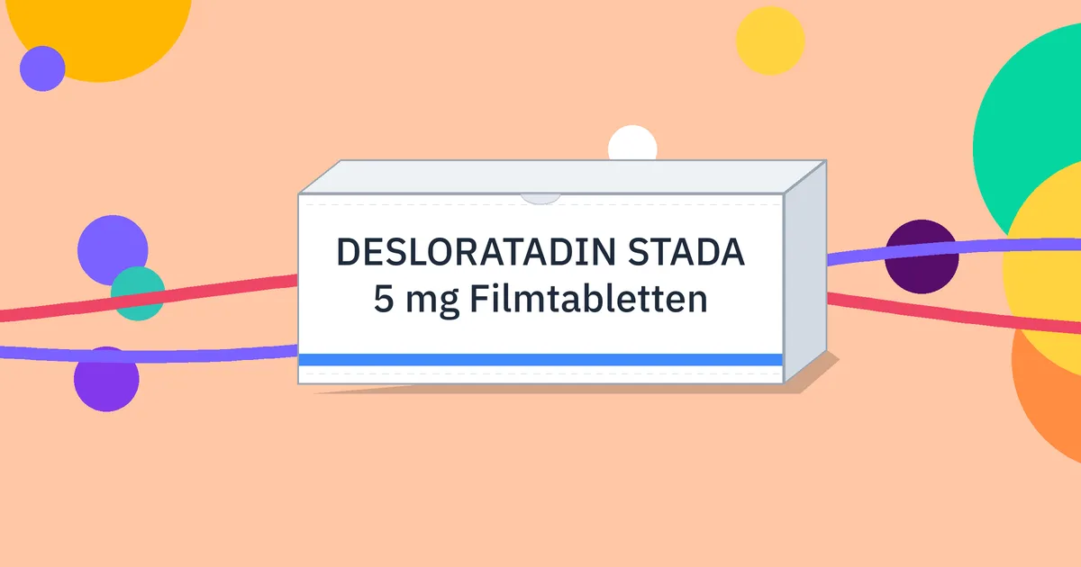 Symbolbild: Packung mit der Aufschrift DESLORATADIN STADA 5 mg Filmtabletten (PZN 16610048) – Verfügbarkeit und Bezug in Apotheken in Frankfurt am Main
