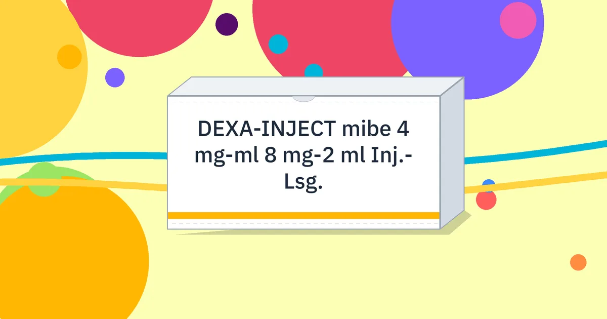 Symbolbild: Packung mit der Aufschrift DEXA-INJECT mibe 4 mg-ml 8 mg-2 ml Inj.-Lsg. (PZN 19847265) – Verfügbarkeit und Bezug in Apotheken in Frankfurt am Main