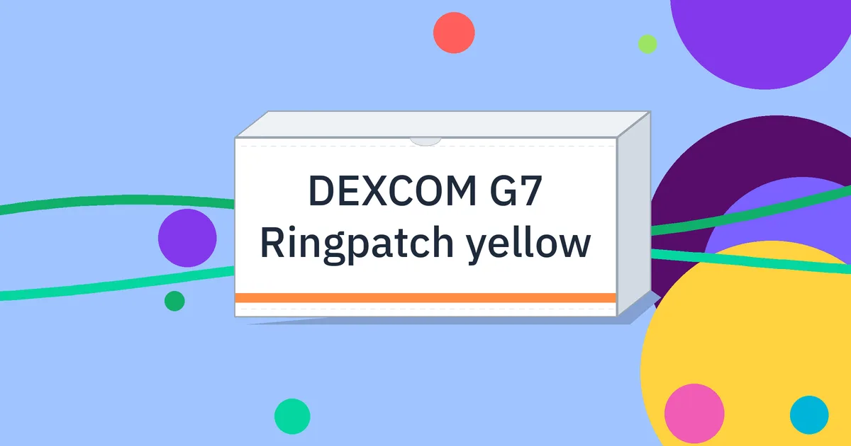 Symbolbild: Packung mit der Aufschrift DEXCOM G7 Ringpatch yellow (PZN 19865783) – Verfügbarkeit und Bezug in Apotheken in Frankfurt am Main