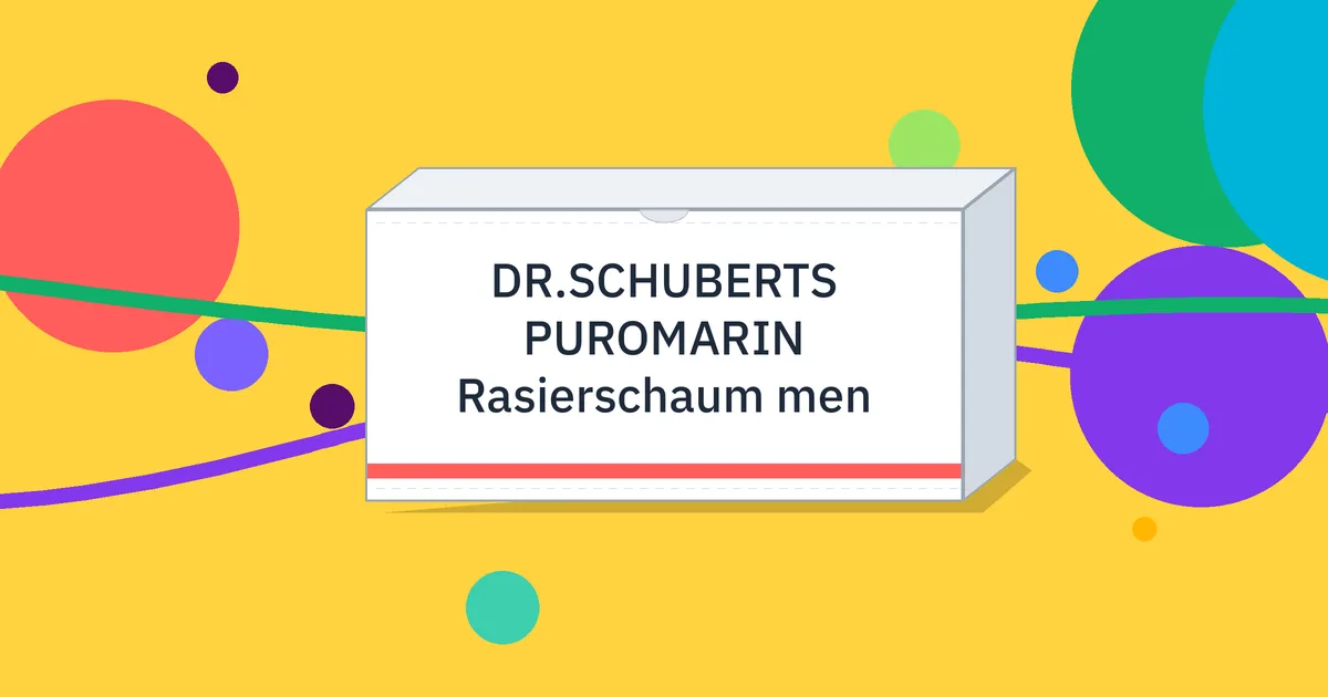 Symbolbild: Packung mit der Aufschrift DR.SCHUBERTS PUROMARIN Rasierschaum men (PZN 10746427) – Verfügbarkeit und Bezug in Apotheken in Frankfurt am Main