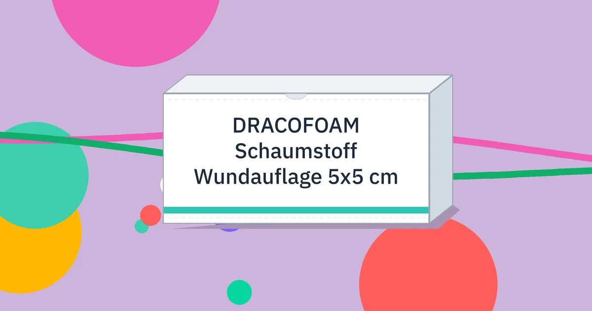 Symbolbild: Packung mit der Aufschrift DRACOFOAM Schaumstoff Wundauflage 5x5 cm (PZN 07415075) – Verfügbarkeit und Bezug in Apotheken in Frankfurt am Main