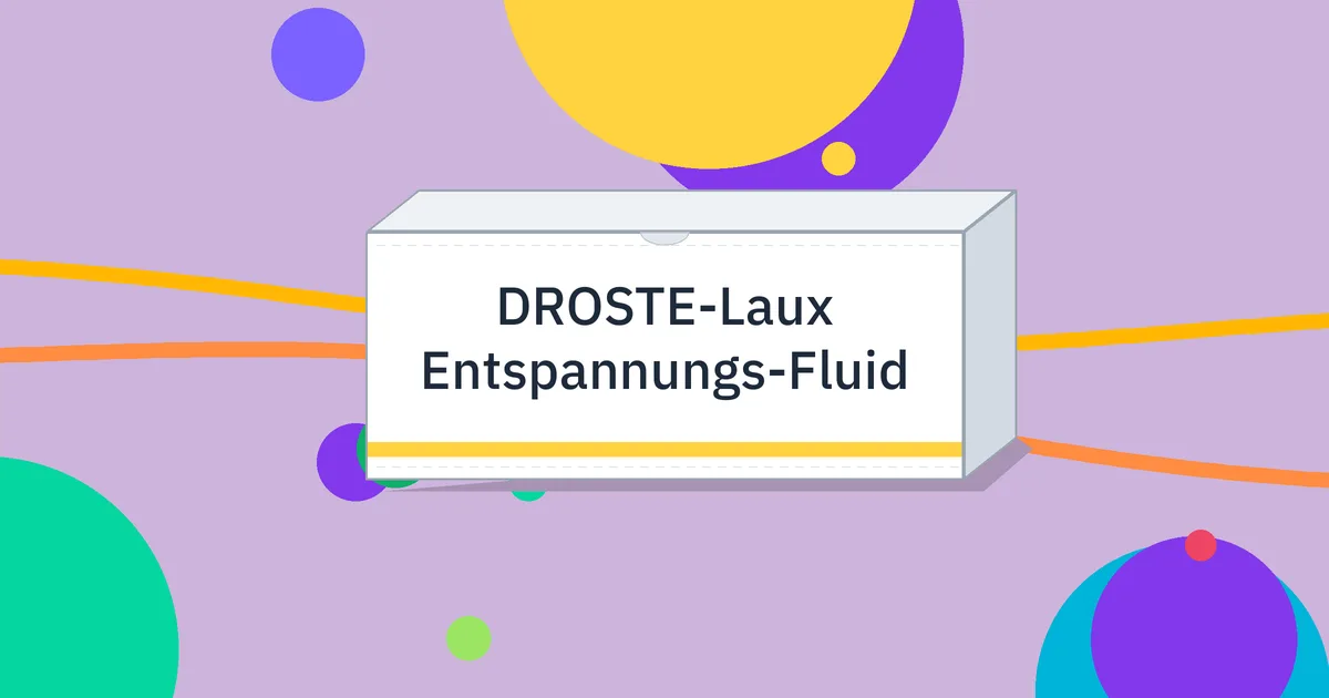 Symbolbild: Packung mit der Aufschrift DROSTE-Laux Entspannungs-Fluid (PZN 18317683) – Verfügbarkeit und Bezug in Apotheken in Frankfurt am Main