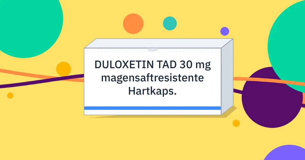 Symbolbild: Packung mit der Aufschrift DULOXETIN TAD 30 mg magensaftresistente Hartkaps. (PZN 17826017) – Verfügbarkeit und Bezug in Apotheken in Frankfurt am Main