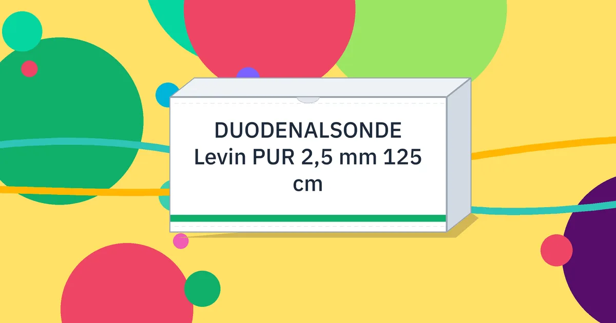 Symbolbild: Packung mit der Aufschrift DUODENALSONDE Levin PUR 2,5 mm 125 cm (PZN 11659630) – Verfügbarkeit und Bezug in Apotheken in Frankfurt am Main
