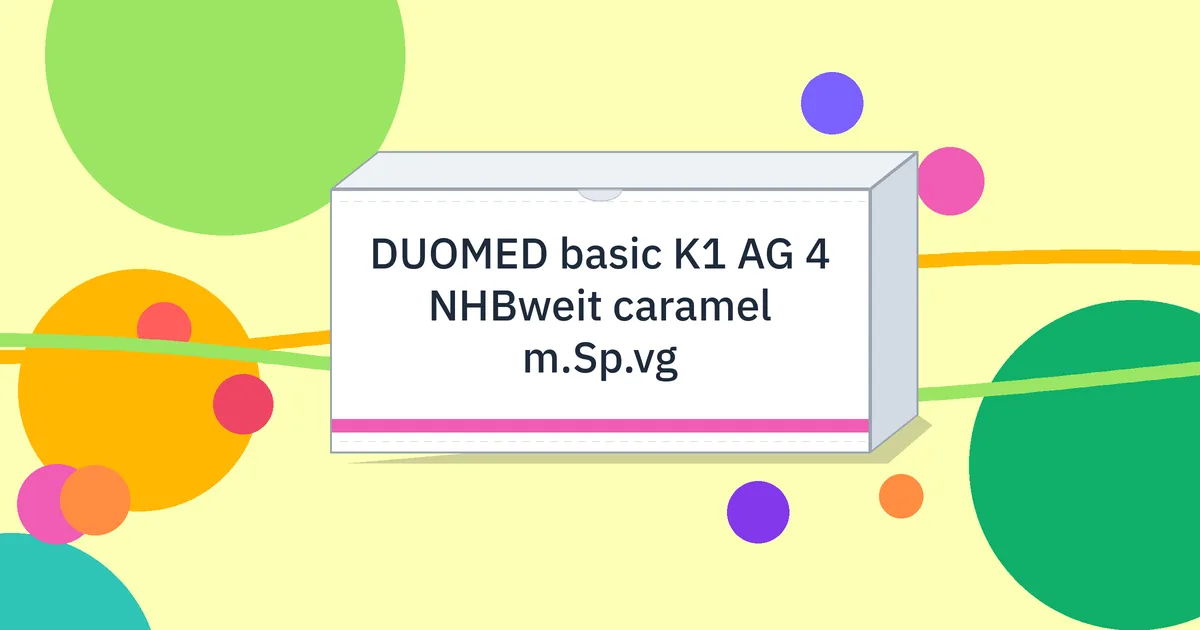 Symbolbild: Packung mit der Aufschrift DUOMED basic K1 AG 4 NHBweit caramel m.Sp.vg (PZN 20905677) – Verfügbarkeit und Bezug in Apotheken in Frankfurt am Main
