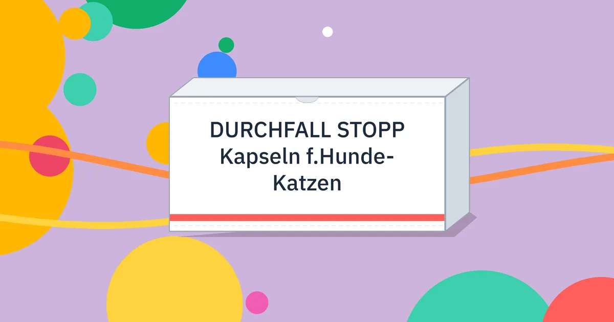 Symbolbild: Packung mit der Aufschrift DURCHFALL STOPP Kapseln f.Hunde-Katzen (PZN 19881368) – Verfügbarkeit und Bezug in Apotheken in Frankfurt am Main