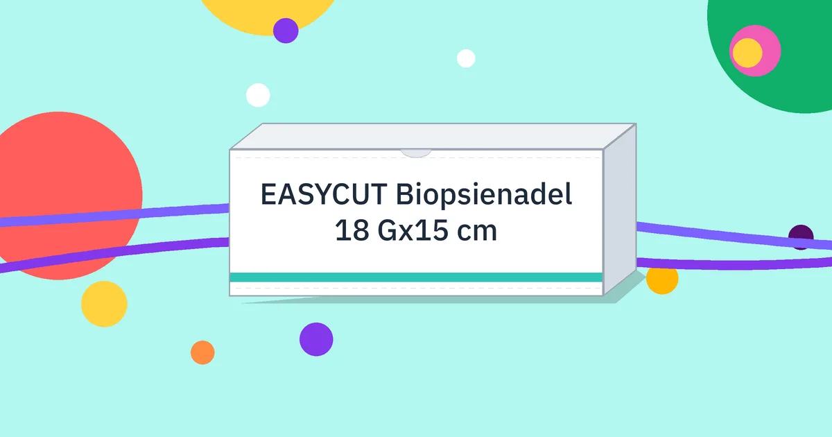 Symbolbild: Packung mit der Aufschrift EASYCUT Biopsienadel 18 Gx15 cm (PZN 16920961) – Verfügbarkeit und Bezug in Apotheken in Frankfurt am Main
