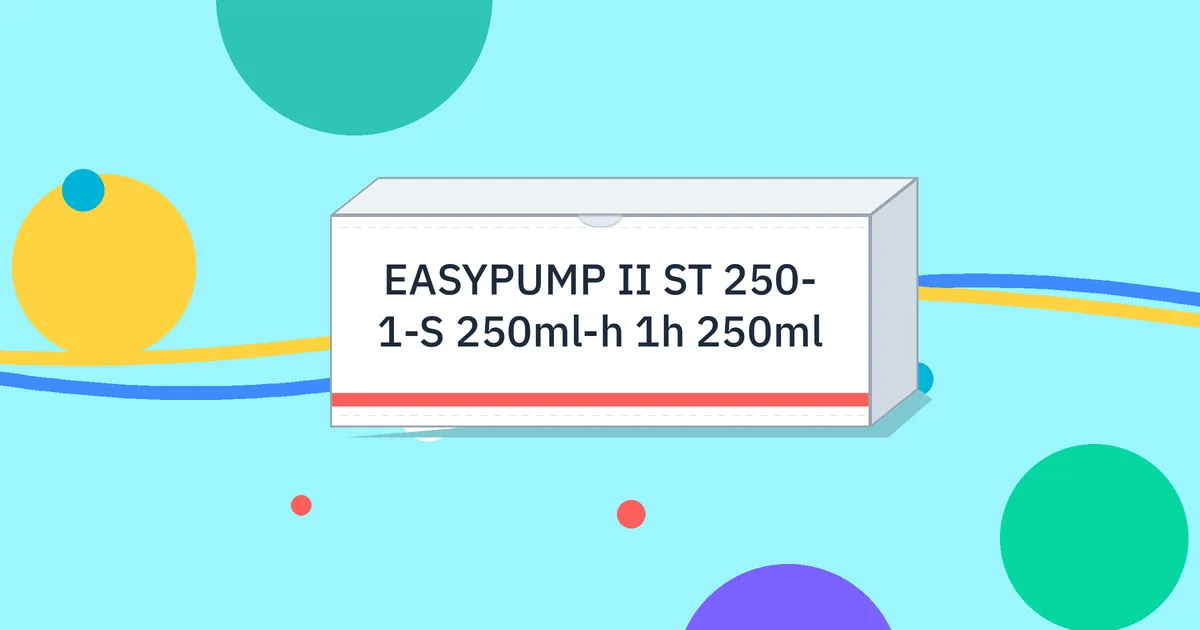 Symbolbild: Packung mit der Aufschrift EASYPUMP II ST 250-1-S 250ml-h 1h 250ml (PZN 20188448) – Verfügbarkeit und Bezug in Apotheken in Frankfurt am Main