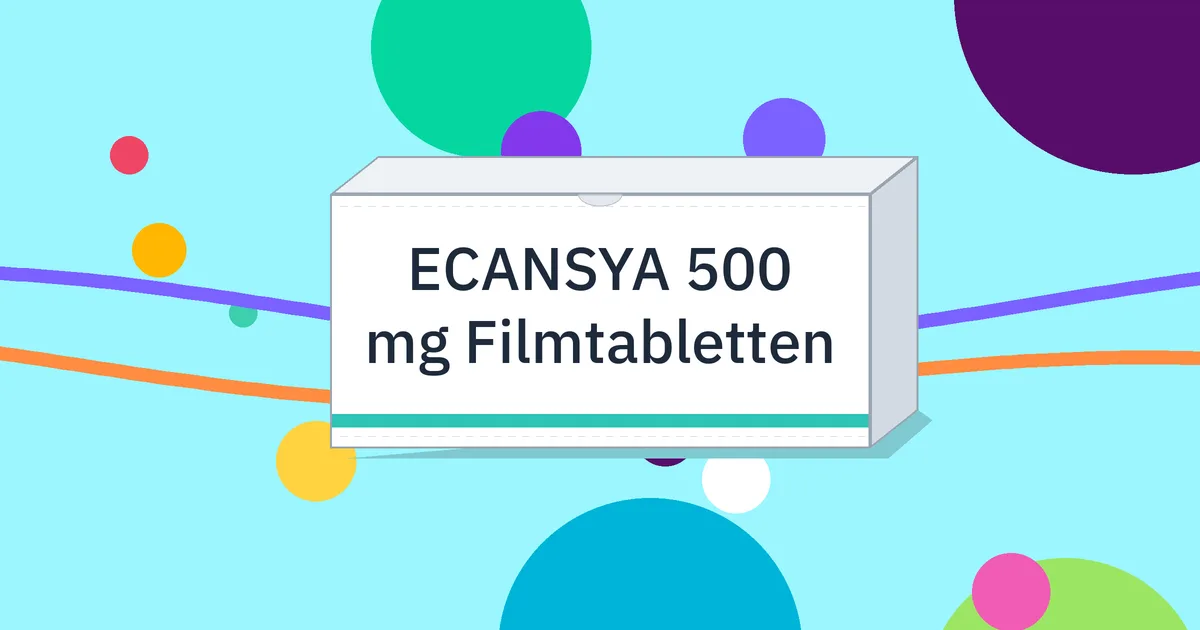 Symbolbild: Packung mit der Aufschrift ECANSYA 500 mg Filmtabletten (PZN 10050424) – Verfügbarkeit und Bezug in Apotheken in Frankfurt am Main