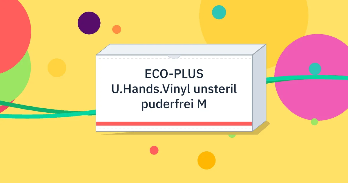 Symbolbild: Packung mit der Aufschrift ECO-PLUS U.Hands.Vinyl unsteril puderfrei M (PZN 17887562) – Verfügbarkeit und Bezug in Apotheken in Frankfurt am Main