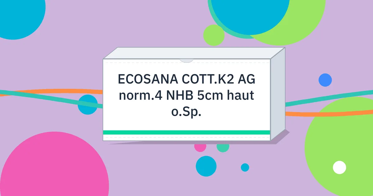 Symbolbild: Packung mit der Aufschrift ECOSANA COTT.K2 AG norm.4 NHB 5cm haut o.Sp. (PZN 16950005) – Verfügbarkeit und Bezug in Apotheken in Frankfurt am Main