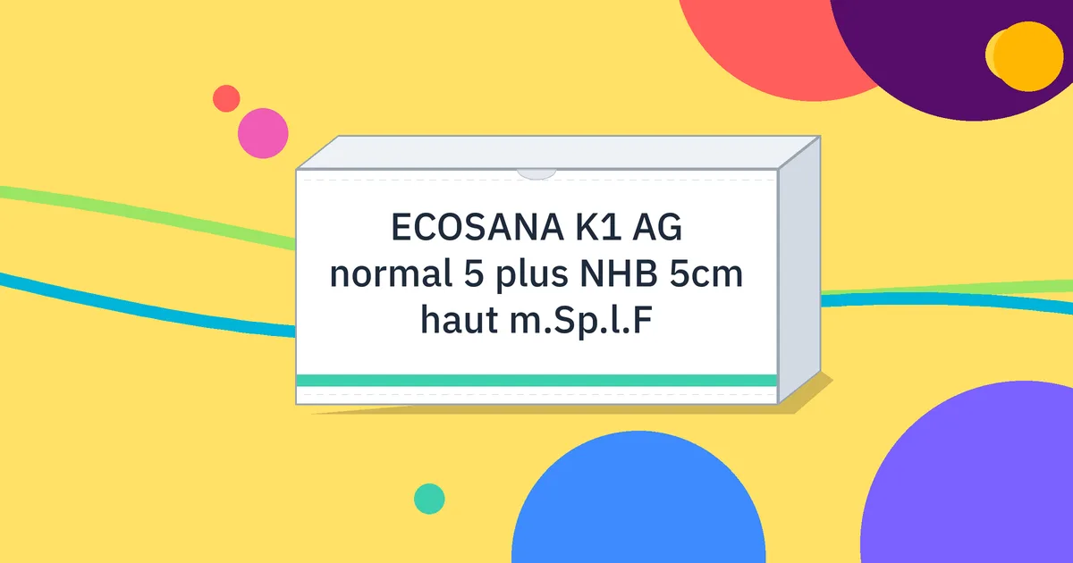 Symbolbild: Packung mit der Aufschrift ECOSANA K1 AG normal 5 plus NHB 5cm haut m.Sp.l.F (PZN 04729442) – Verfügbarkeit und Bezug in Apotheken in Frankfurt am Main