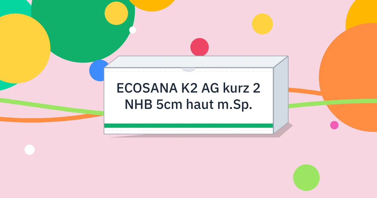 Symbolbild: Packung mit der Aufschrift ECOSANA K2 AG kurz 2 NHB 5cm haut m.Sp. (PZN 01395058) – Verfügbarkeit und Bezug in Apotheken in Frankfurt am Main