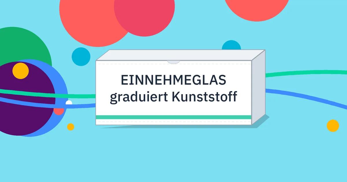 Symbolbild: Packung mit der Aufschrift EINNEHMEGLAS graduiert Kunststoff (PZN 01726354) – Verfügbarkeit und Bezug in Apotheken in Frankfurt am Main