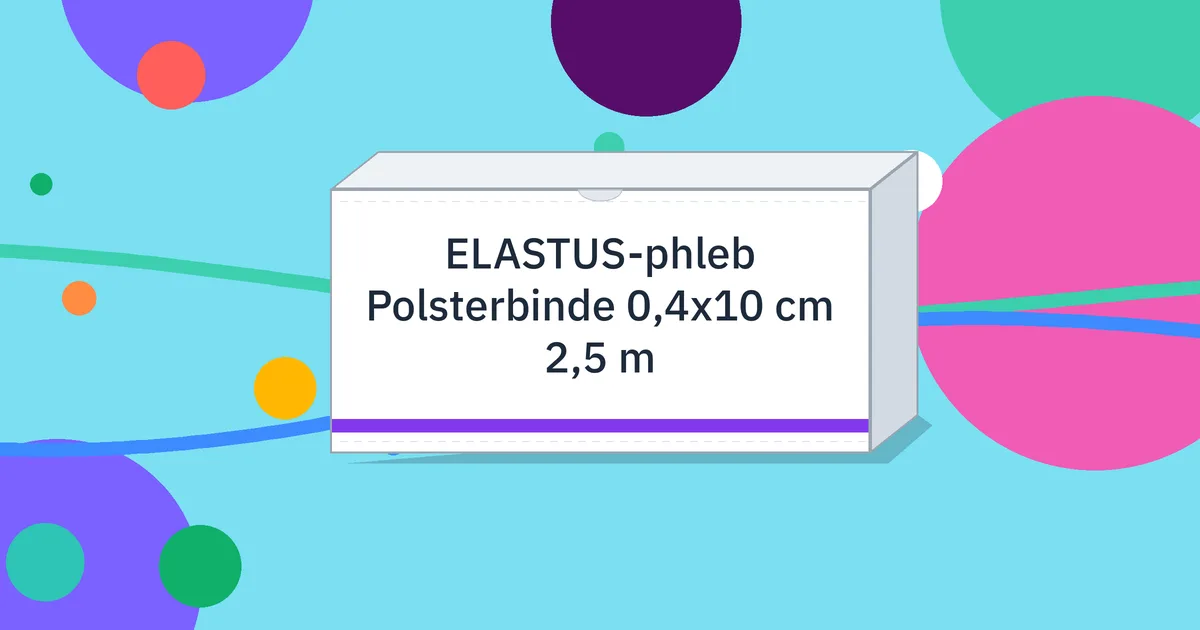 Symbolbild: Packung mit der Aufschrift ELASTUS-phleb Polsterbinde 0,4x10 cm 2,5 m (PZN 11554227) – Verfügbarkeit und Bezug in Apotheken in Frankfurt am Main