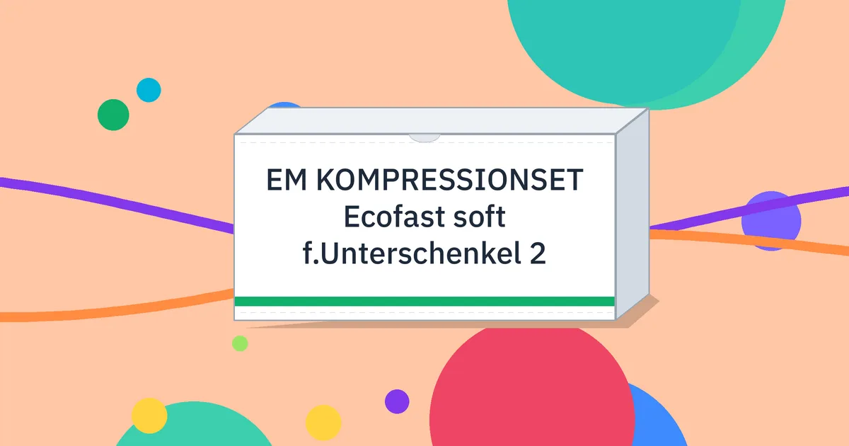 Symbolbild: Packung mit der Aufschrift EM KOMPRESSIONSET Ecofast soft f.Unterschenkel 2 (PZN 10027359) – Verfügbarkeit und Bezug in Apotheken in Frankfurt am Main