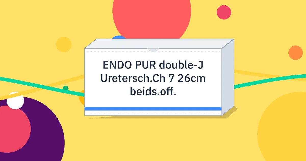 Symbolbild: Packung mit der Aufschrift ENDO PUR double-J Uretersch.Ch 7 26cm beids.off. (PZN 00437748) – Verfügbarkeit und Bezug in Apotheken in Frankfurt am Main
