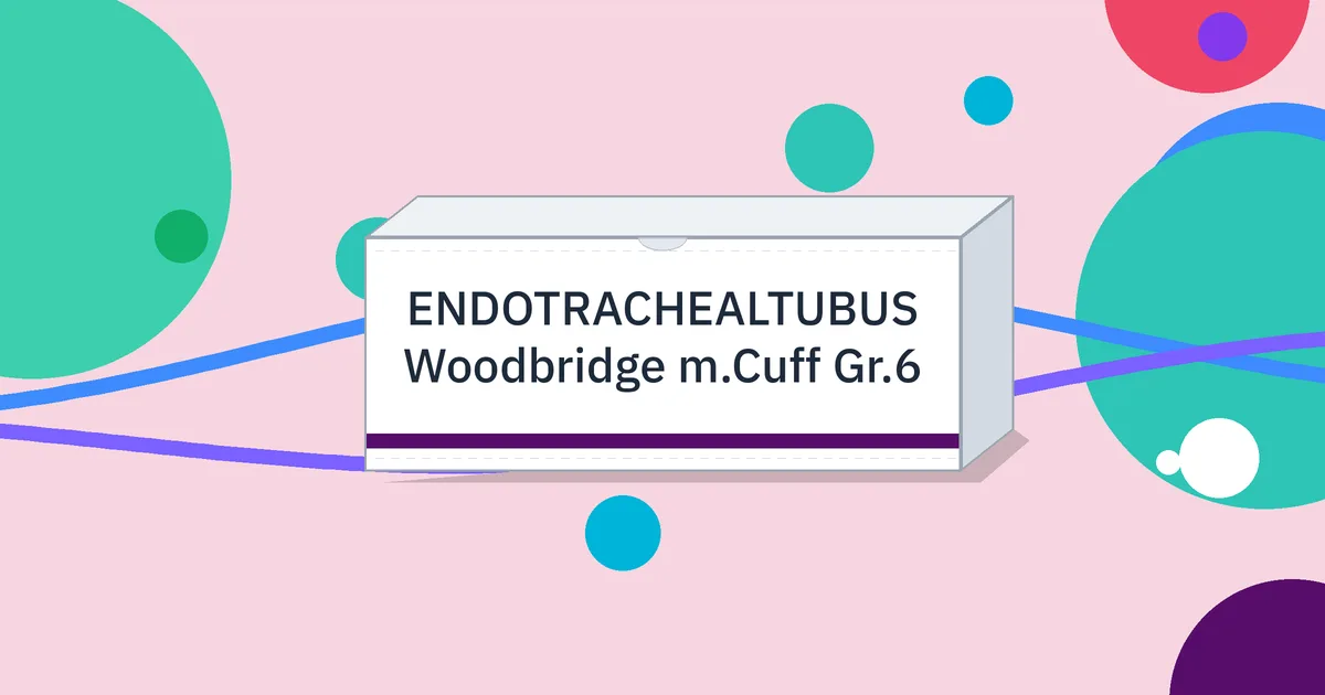 Symbolbild: Packung mit der Aufschrift ENDOTRACHEALTUBUS Woodbridge m.Cuff Gr.6 (PZN 04874782) – Verfügbarkeit und Bezug in Apotheken in Frankfurt am Main