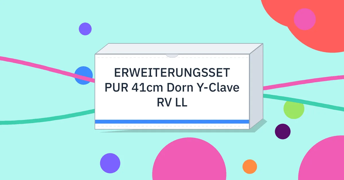 Symbolbild: Packung mit der Aufschrift ERWEITERUNGSSET PUR 41cm Dorn Y-Clave RV LL (PZN 19442947) – Verfügbarkeit und Bezug in Apotheken in Frankfurt am Main