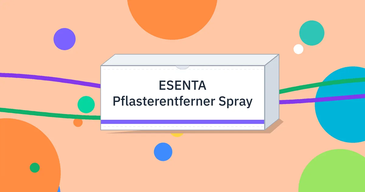 Symbolbild: Packung mit der Aufschrift ESENTA Pflasterentferner Spray (PZN 16866813) – Verfügbarkeit und Bezug in Apotheken in Frankfurt am Main